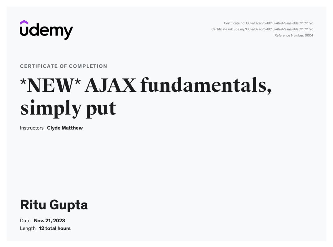 Ritu Gupta on LinkedIn: Udemy Course Completion Certificate Ritu Gupta on LinkedIn: Udemy Course Completion Certificate