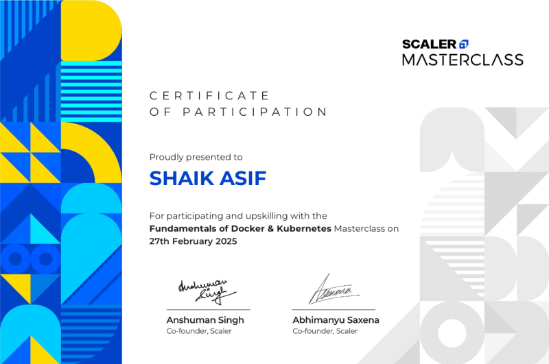 Mastering Docker and Kubernetes with Scaler Masterclass | Shaik Asif ... Mastering Docker and Kubernetes with Scaler Masterclass | Shaik Asif ...