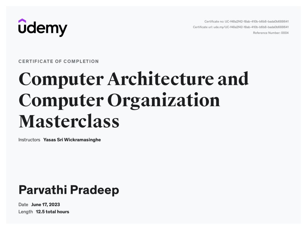 Udemy Course Completion Certificate | Parvathi Pradeep Udemy Course Completion Certificate | Parvathi Pradeep