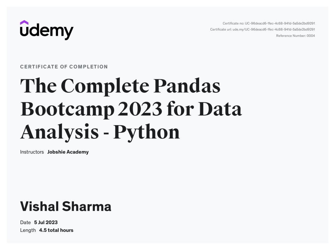 Vishal Sharma on LinkedIn: Udemy Course Completion Certificate Vishal Sharma on LinkedIn: Udemy Course Completion Certificate