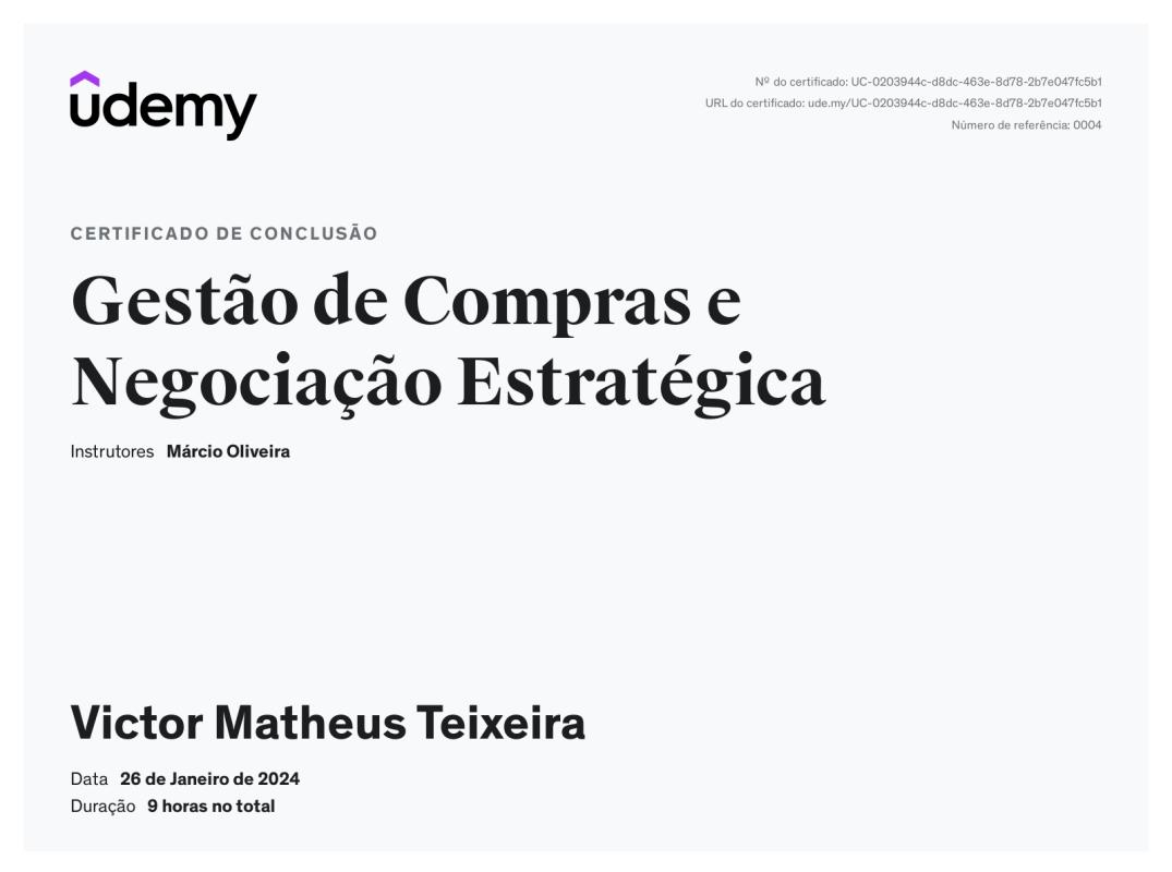 Victor Matheus Teixeira on LinkedIn: Udemy Course Completion Certificate Victor Matheus Teixeira on LinkedIn: Udemy Course Completion Certificate