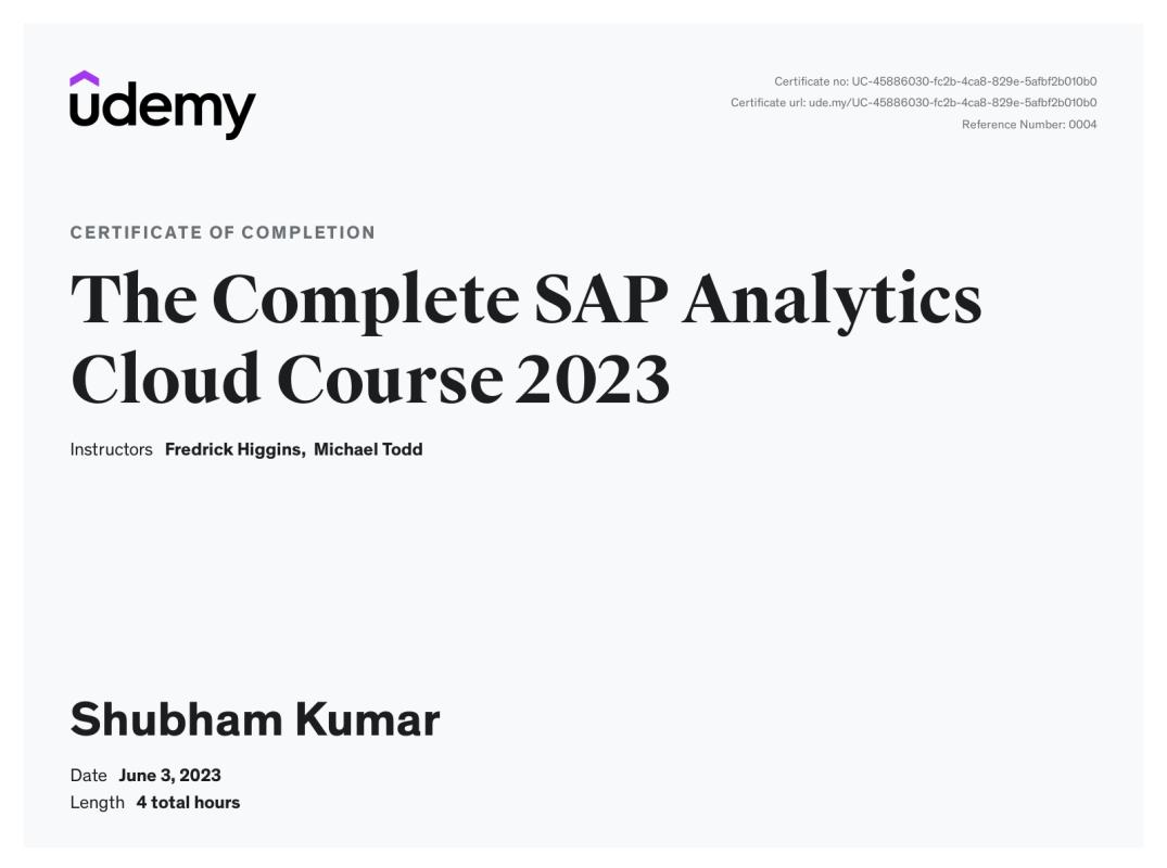 Udemy Course Completion Certificate | Shubham Kumar Udemy Course Completion Certificate | Shubham Kumar
