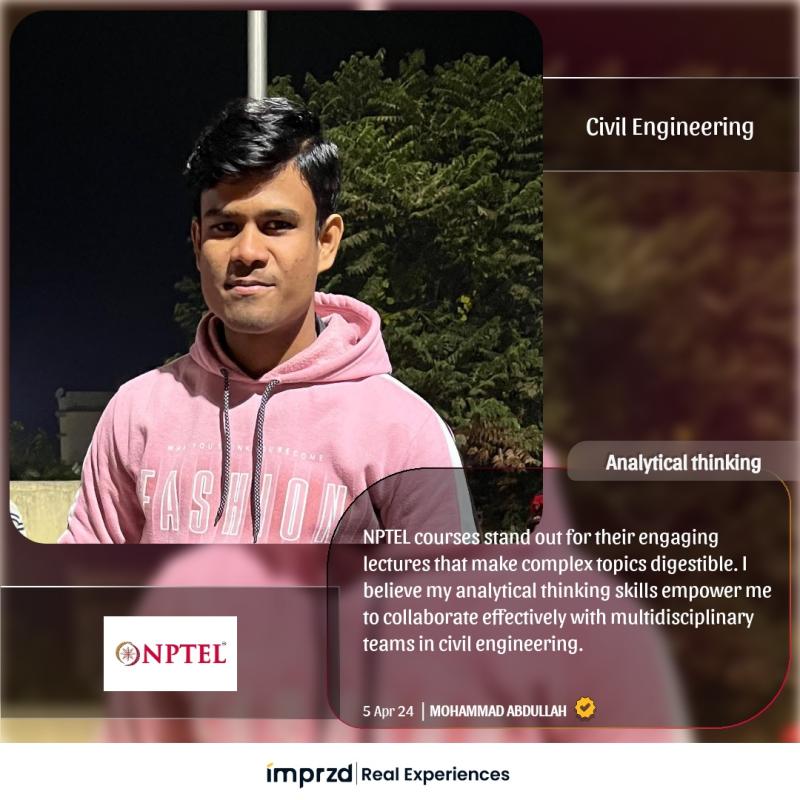 Mohammad ABDULLAH on LinkedIn: NPTEL Mohammad ABDULLAH on LinkedIn: NPTEL