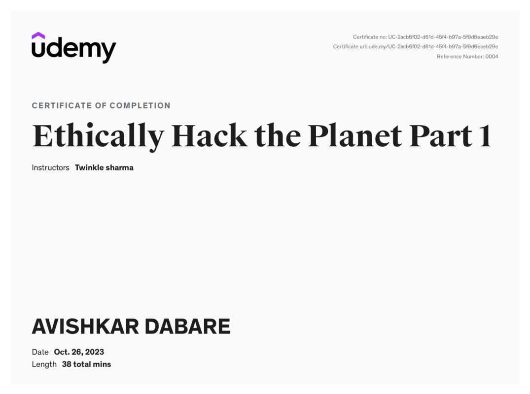 AVISHKAR DABARE on LinkedIn: Udemy Course Completion Certificate AVISHKAR DABARE on LinkedIn: Udemy Course Completion Certificate