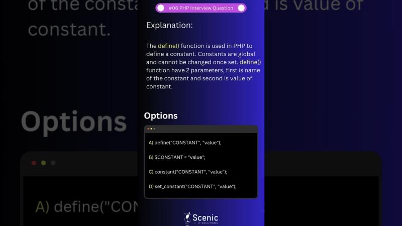 Scenic IT Solutions on LinkedIn: #06 PHP Interview Question # ... Scenic IT Solutions on LinkedIn: #06 PHP Interview Question # ...