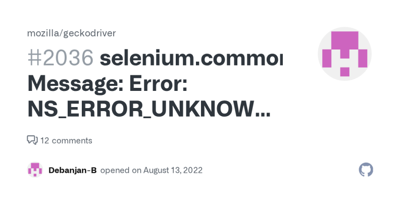 selenium.common.exceptions.SessionNotCreatedException: Message: Error ... selenium.common.exceptions.SessionNotCreatedException: Message: Error ...