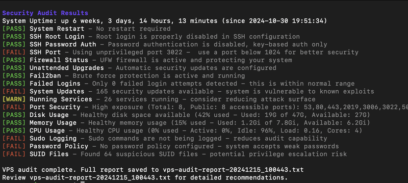 GitHub - vernu/vps-audit: lightweight, dependency-free bash script for ... GitHub - vernu/vps-audit: lightweight, dependency-free bash script for ...