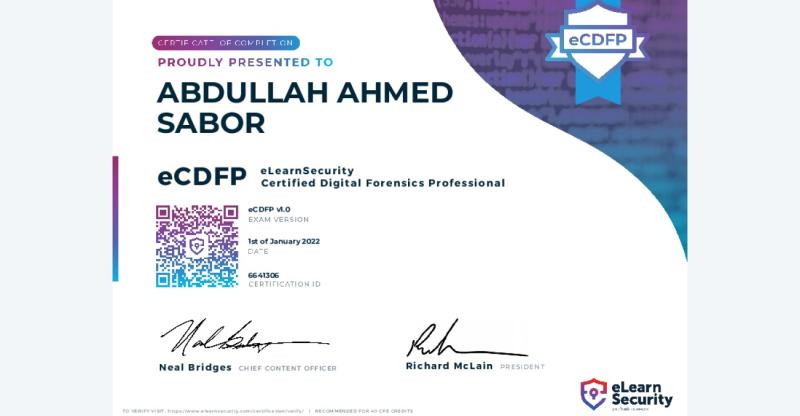Abdullah Sabor on LinkedIn: eCDFP Certification - eLearnSecurity ... Abdullah Sabor on LinkedIn: eCDFP Certification - eLearnSecurity ...