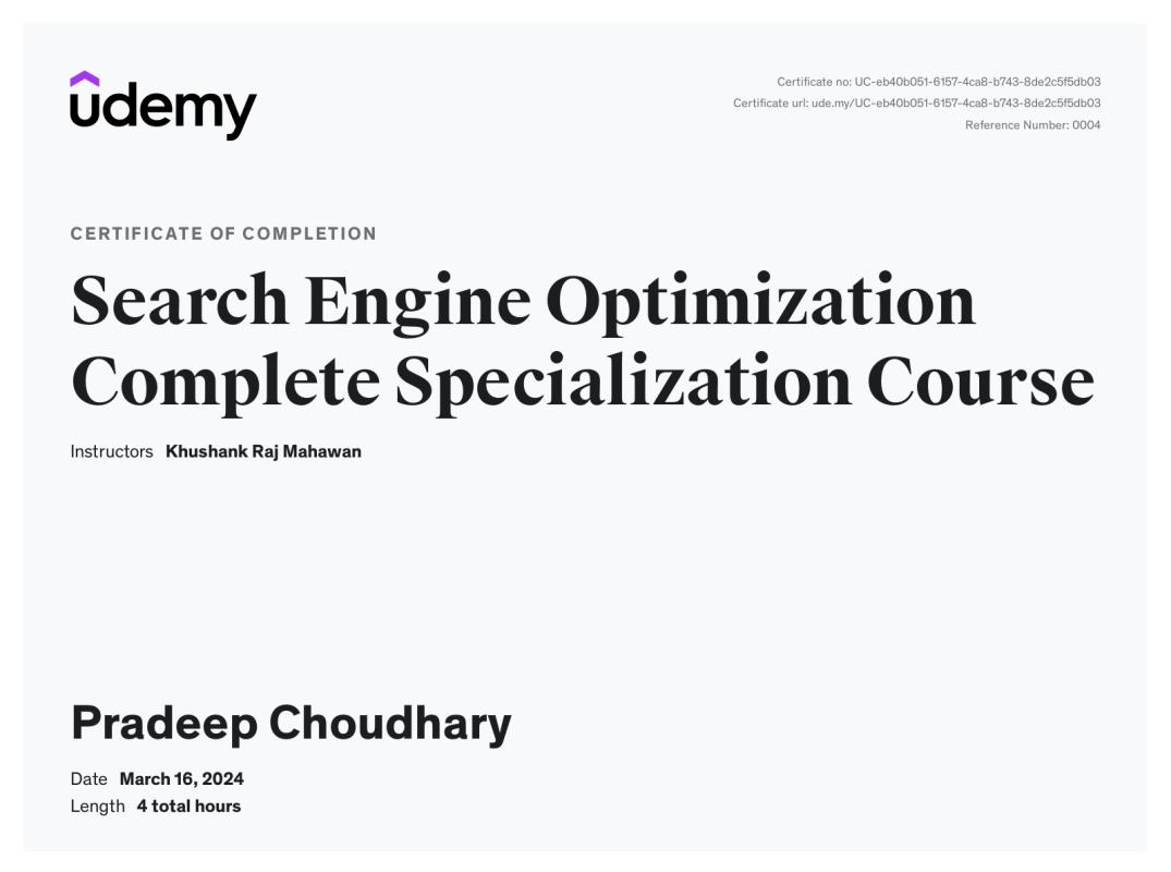 Pradeep Choudhary on LinkedIn: Udemy Course Completion Certificate Pradeep Choudhary on LinkedIn: Udemy Course Completion Certificate
