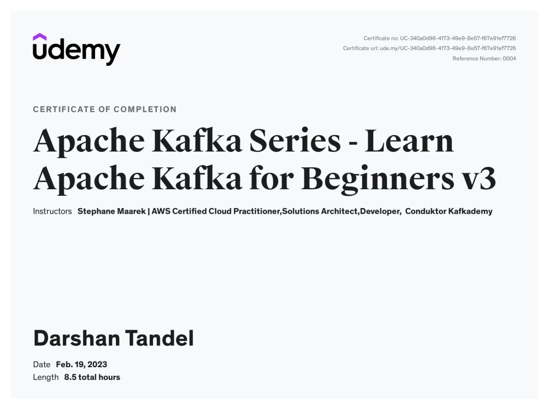 Darshan Tandel on LinkedIn: Udemy Course Completion Certificate Darshan Tandel on LinkedIn: Udemy Course Completion Certificate