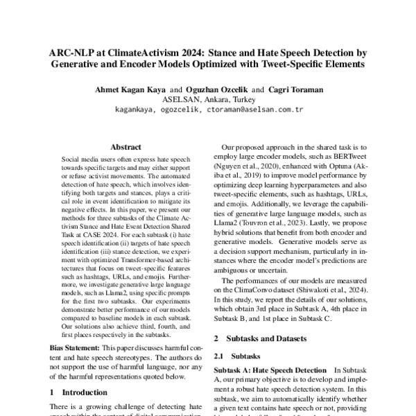 Oğuzhan Özçelik on LinkedIn: ARC-NLP at ClimateActivism 2024: Stance ... Oğuzhan Özçelik on LinkedIn: ARC-NLP at ClimateActivism 2024: Stance ...