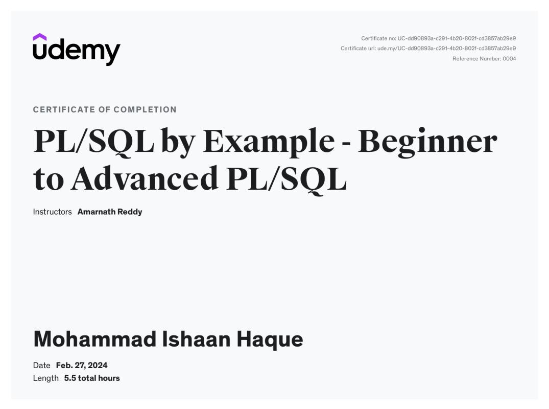 Mohammad Ishaan Haque on LinkedIn: Udemy Course Completion Certificate Mohammad Ishaan Haque on LinkedIn: Udemy Course Completion Certificate
