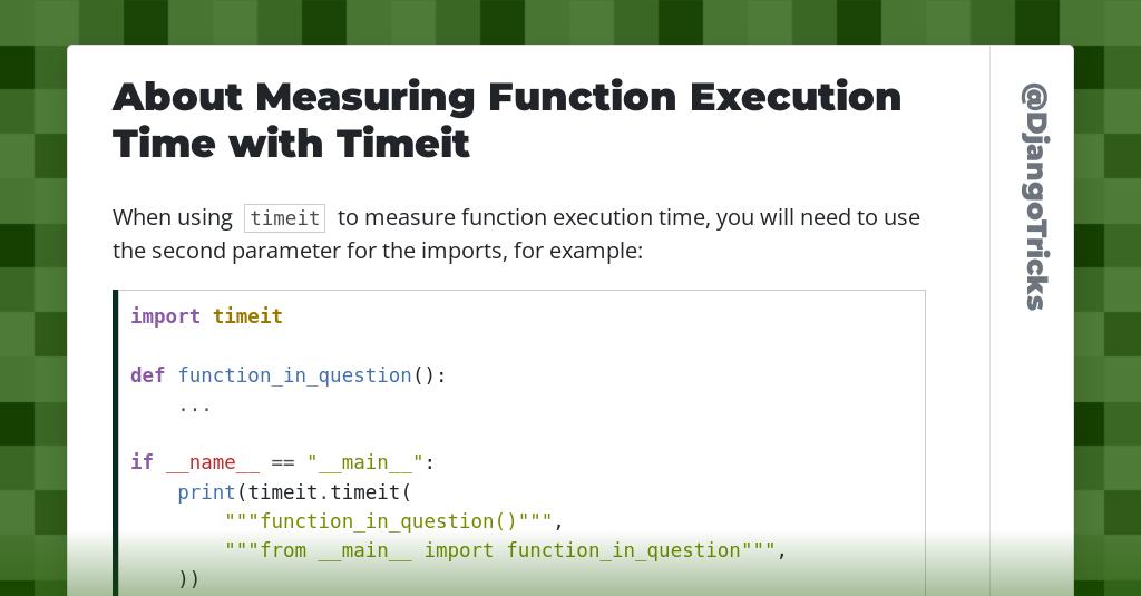 Aidas Bendoraitis on LinkedIn: About Measuring Function Execution Time ... Aidas Bendoraitis on LinkedIn: About Measuring Function Execution Time ...
