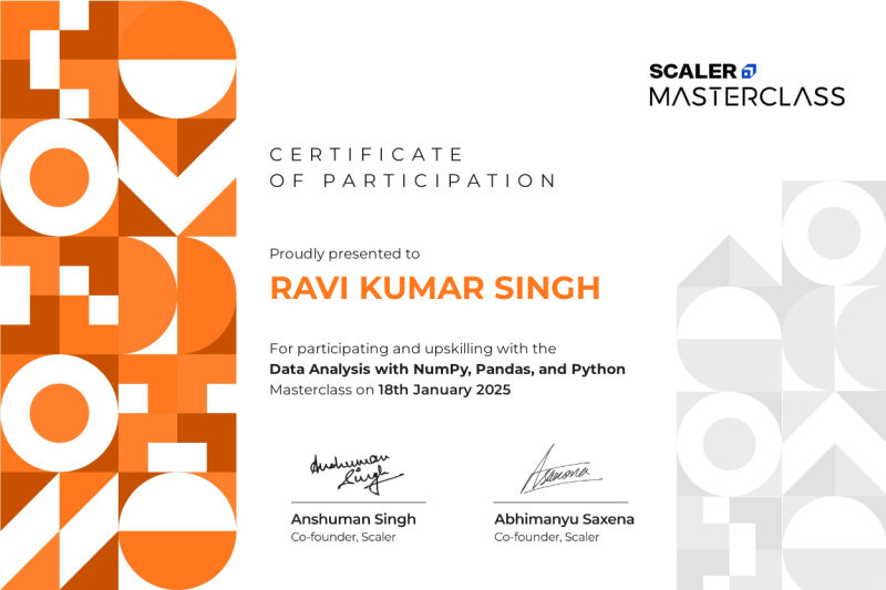 Ravi Kumar Singh on LinkedIn: Certificate | Data Analysis with NumPy ... Ravi Kumar Singh on LinkedIn: Certificate | Data Analysis with NumPy ...
