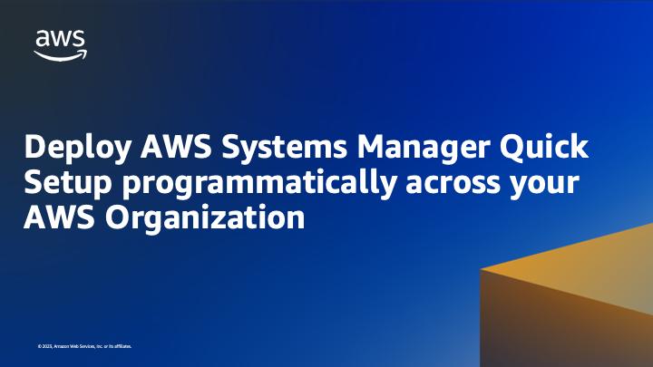Erik Weber on LinkedIn: Deploy AWS Systems Manager Quick Setup ... Erik Weber on LinkedIn: Deploy AWS Systems Manager Quick Setup ...