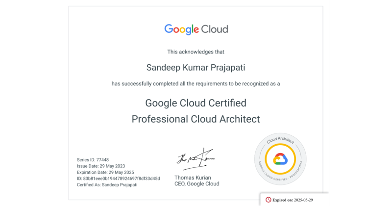 Sandeep Prajapati on LinkedIn: Professional Cloud Architect • Sandeep ... Sandeep Prajapati on LinkedIn: Professional Cloud Architect • Sandeep ...