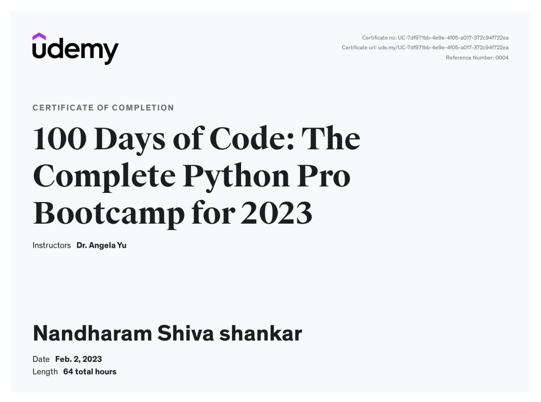 Nandharam Shiva Shankar on LinkedIn: Udemy Course Completion Certificate Nandharam Shiva Shankar on LinkedIn: Udemy Course Completion Certificate