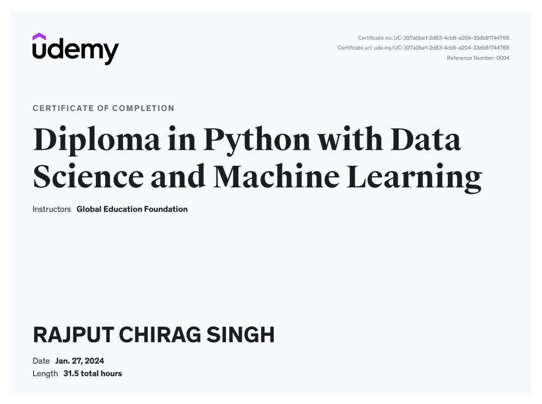 Rajput Chirag Singh on LinkedIn: Udemy Course Completion Certificate Rajput Chirag Singh on LinkedIn: Udemy Course Completion Certificate