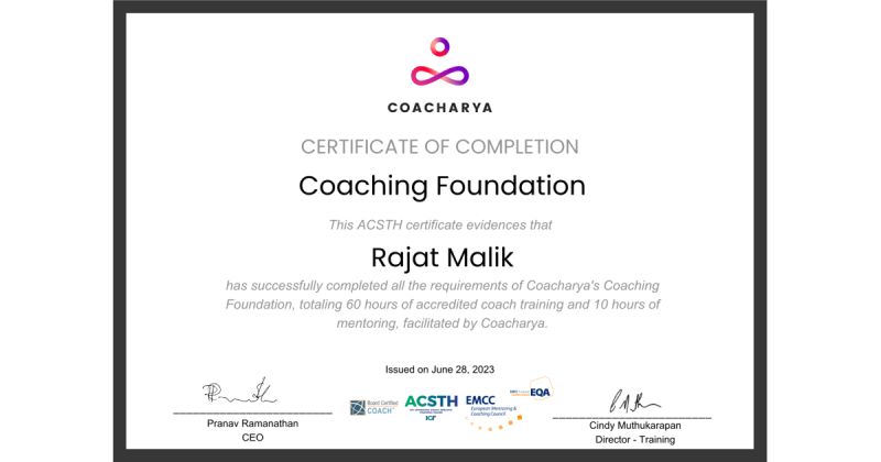 Coaching Foundation • Rajat Malik • Coacharya Coaching Education ... Coaching Foundation • Rajat Malik • Coacharya Coaching Education ...