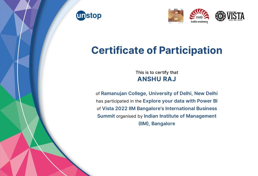 Anshu Kumar on LinkedIn: Certificate of Participation Anshu Kumar on LinkedIn: Certificate of Participation
