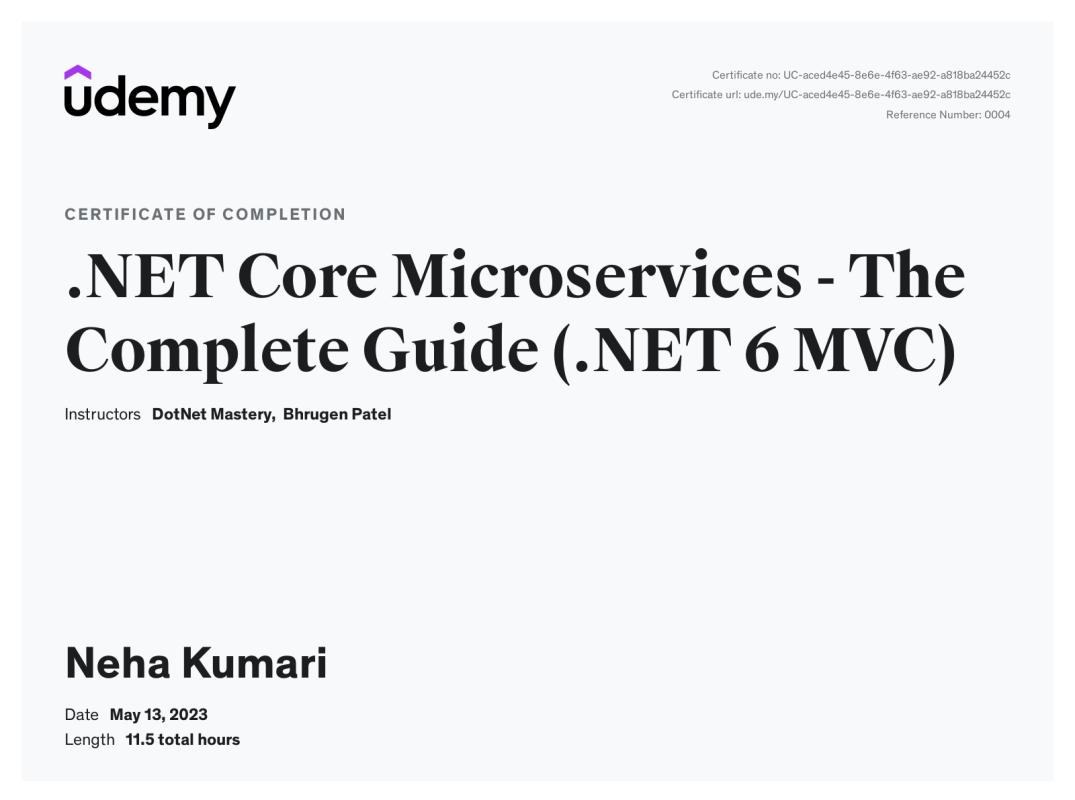 Neha Kumari on LinkedIn: Udemy Course Completion Certificate Neha Kumari on LinkedIn: Udemy Course Completion Certificate