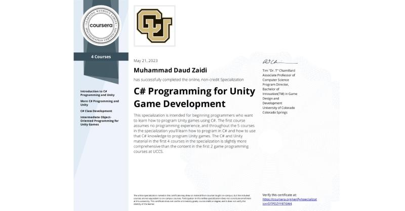 Daud Zaidi auf LinkedIn: Completion Certificate for C# Programming for ... Daud Zaidi auf LinkedIn: Completion Certificate for C# Programming for ...