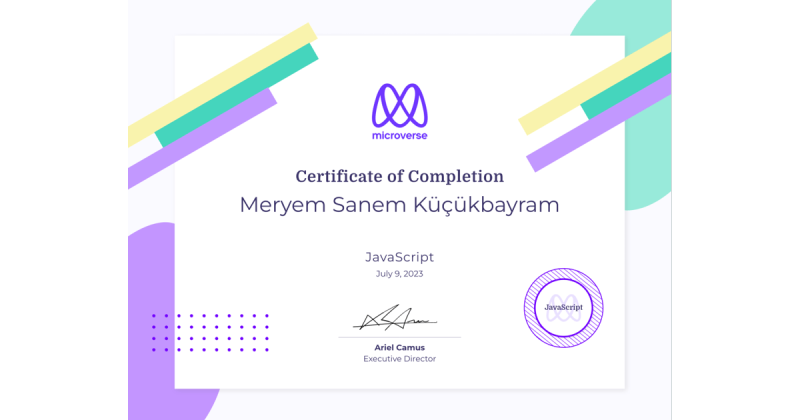 Microverse JavaScript Module • Meryem Sanem Küçükbayram • Credential ... Microverse JavaScript Module • Meryem Sanem Küçükbayram • Credential ...