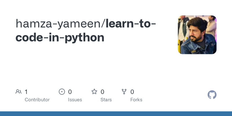 Hamza Yameen on LinkedIn: GitHub - hamza-yameen/python Hamza Yameen on LinkedIn: GitHub - hamza-yameen/python