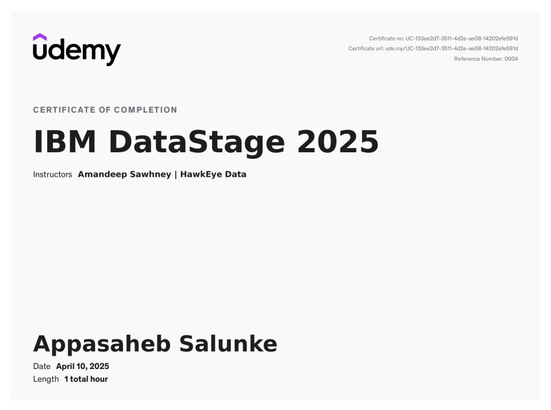 Udemy Course Completion Certificate | Appasaheb Salunke Udemy Course Completion Certificate | Appasaheb Salunke