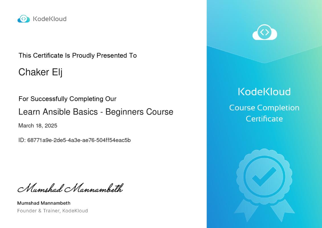 Learn Ansible Basics - Beginners Course | Chaker Elj Learn Ansible Basics - Beginners Course | Chaker Elj