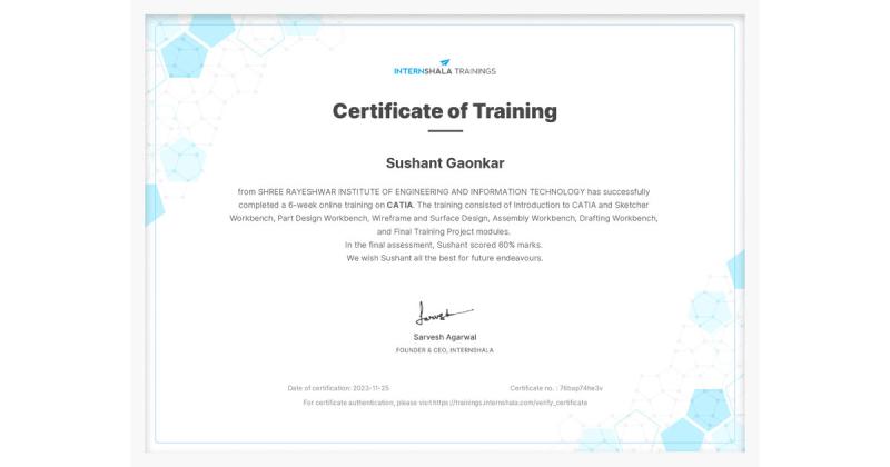 Sushant Gaonkar on LinkedIn: Successfully completed the CATIA training ... Sushant Gaonkar on LinkedIn: Successfully completed the CATIA training ...