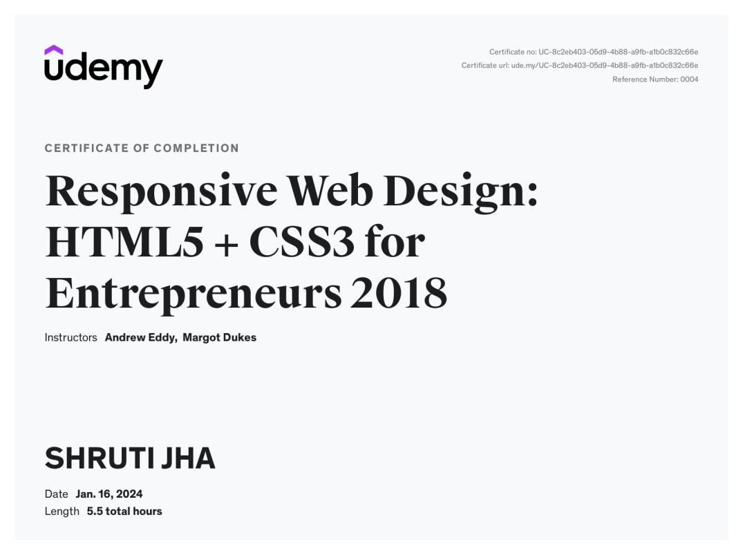 Shruti Jha on LinkedIn: Udemy Course Completion Certificate Shruti Jha on LinkedIn: Udemy Course Completion Certificate