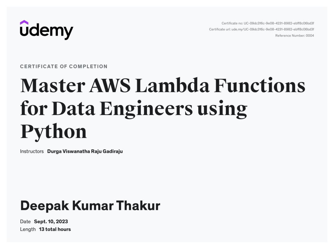 Deepak Kumar Thakur on LinkedIn: Udemy Course Completion Certificate Deepak Kumar Thakur on LinkedIn: Udemy Course Completion Certificate