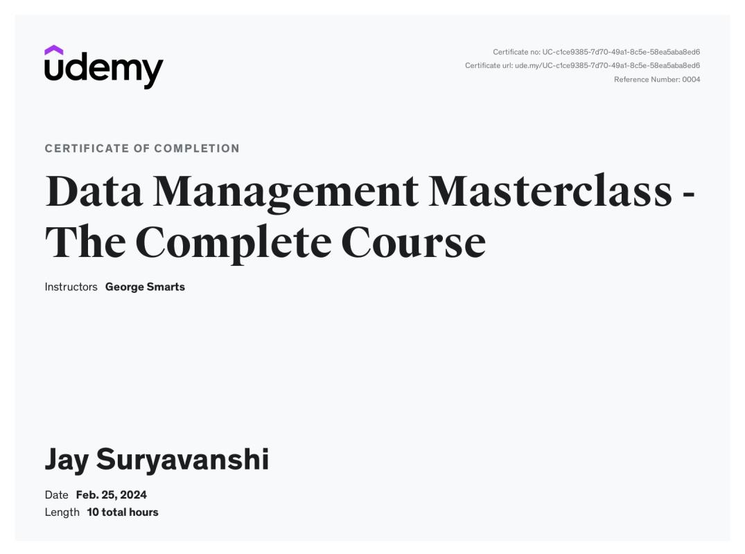 Jay Suryavanshi on LinkedIn: Udemy Course Completion Certificate Jay Suryavanshi on LinkedIn: Udemy Course Completion Certificate