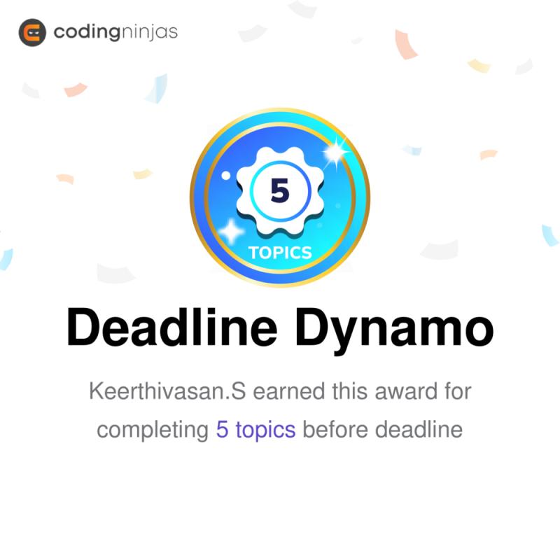 Keerthi Vasan on LinkedIn: Codingninjas | Achievements Keerthi Vasan on LinkedIn: Codingninjas | Achievements