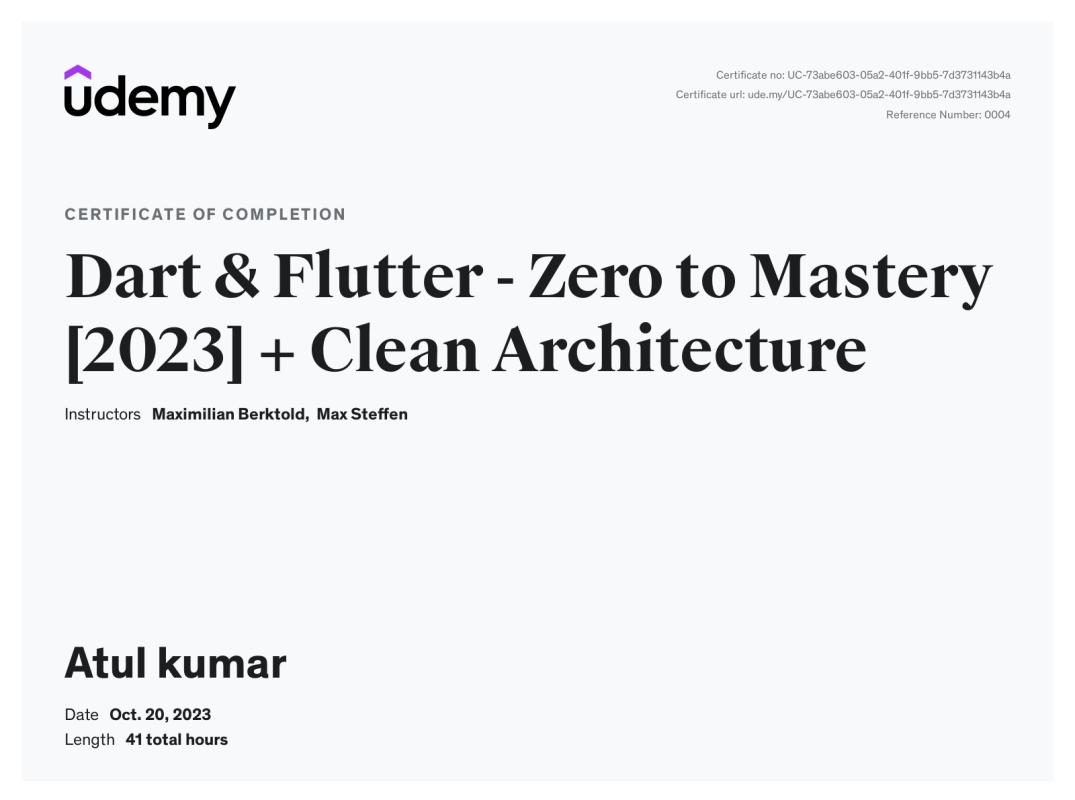 Udemy Course Completion Certificate | Atul Kumar Udemy Course Completion Certificate | Atul Kumar