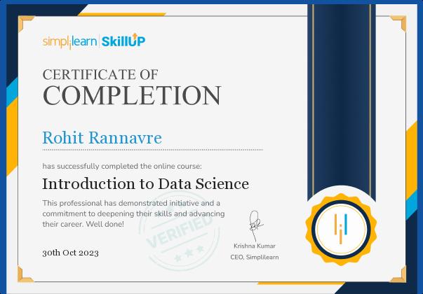 Rohit Rannavre has successfully completed the Introduction to Data ... Rohit Rannavre has successfully completed the Introduction to Data ...