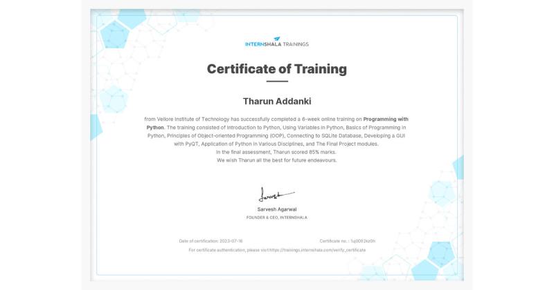 Tharun Addanki on LinkedIn: Successfully completed the Programming with ... Tharun Addanki on LinkedIn: Successfully completed the Programming with ...