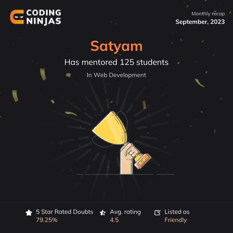 Satyam Kumar Pathak on LinkedIn: Codingninjas | Achievements Satyam Kumar Pathak on LinkedIn: Codingninjas | Achievements