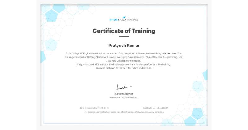 Pratyush Kumar on LinkedIn: Successfully completed the Core Java ... Pratyush Kumar on LinkedIn: Successfully completed the Core Java ...