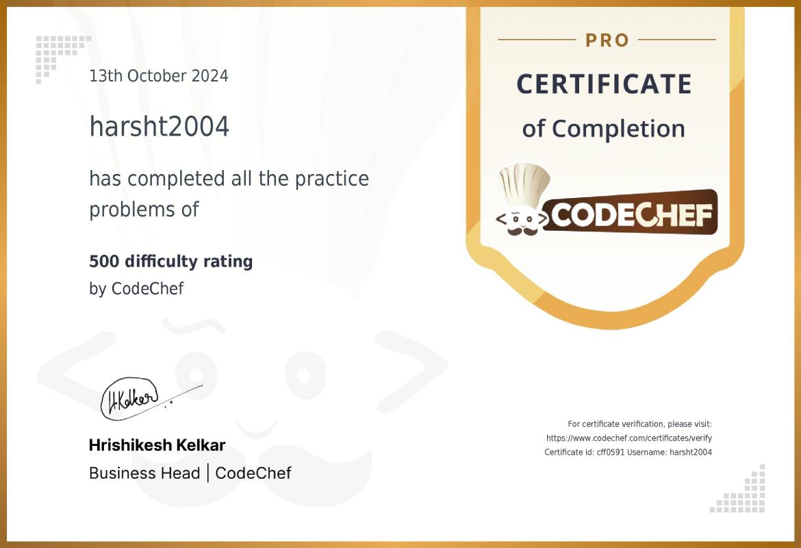 Harshvardhan Thakur on LinkedIn: CodeChef Certificate - harsht2004 Harshvardhan Thakur on LinkedIn: CodeChef Certificate - harsht2004