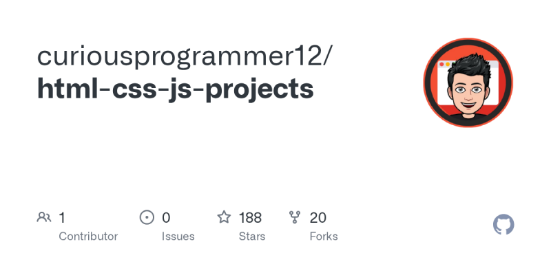 GitHub - curiousprogrammer12/html-css-js-projects | Yadnyesh Raut GitHub - curiousprogrammer12/html-css-js-projects | Yadnyesh Raut