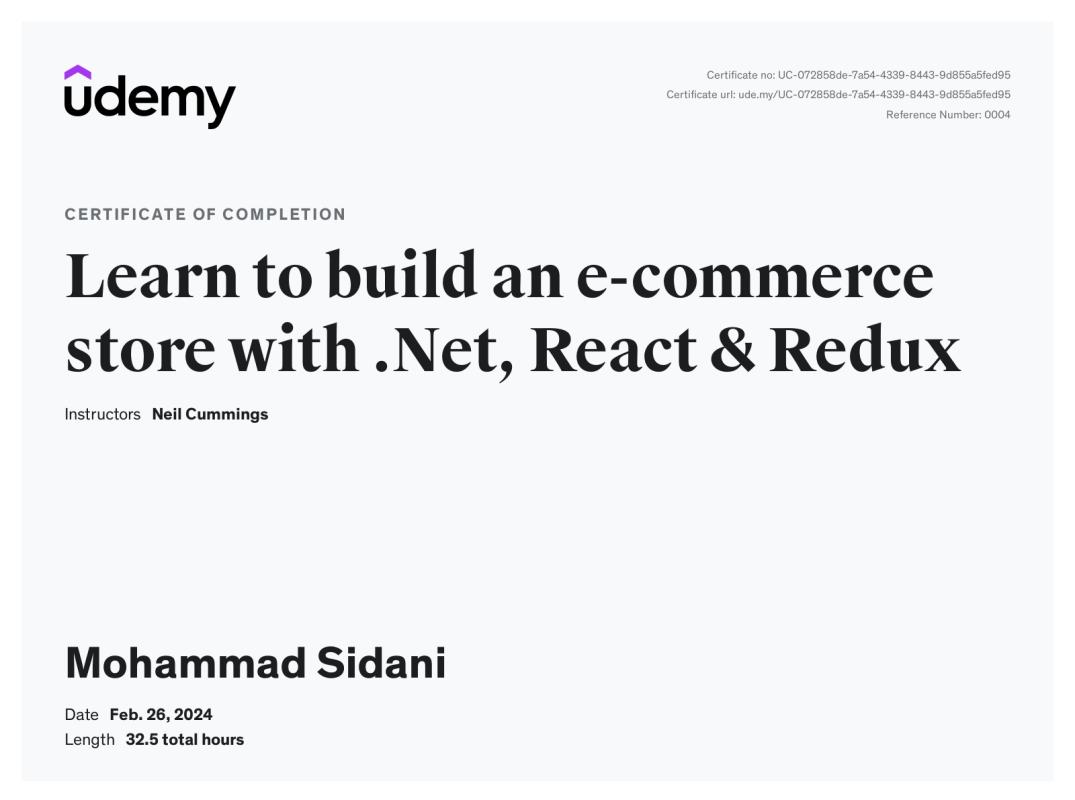 Completed Udemy course on building e-commerce stores | Mohammad Sidani ... Completed Udemy course on building e-commerce stores | Mohammad Sidani ...