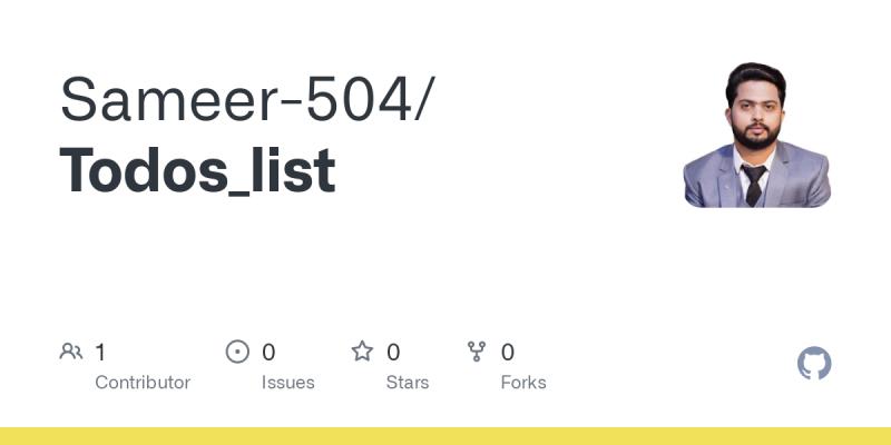Sameer Anis on LinkedIn: GitHub - Sameer-504/Todos_list Sameer Anis on LinkedIn: GitHub - Sameer-504/Todos_list
