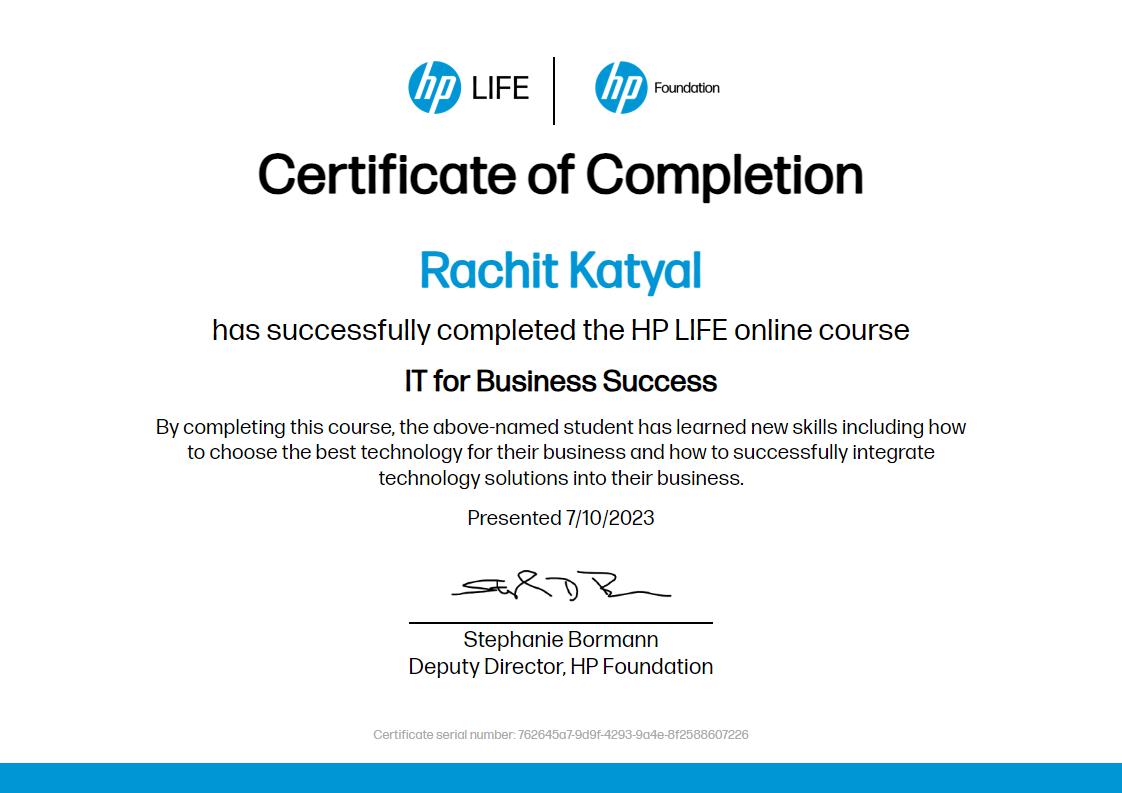 Rachit Katyal on LinkedIn: HP LIFE Rachit Katyal on LinkedIn: HP LIFE