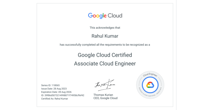 Rahul Kumar on LinkedIn: Associate Cloud Engineer • Rahul Kumar ... Rahul Kumar on LinkedIn: Associate Cloud Engineer • Rahul Kumar ...