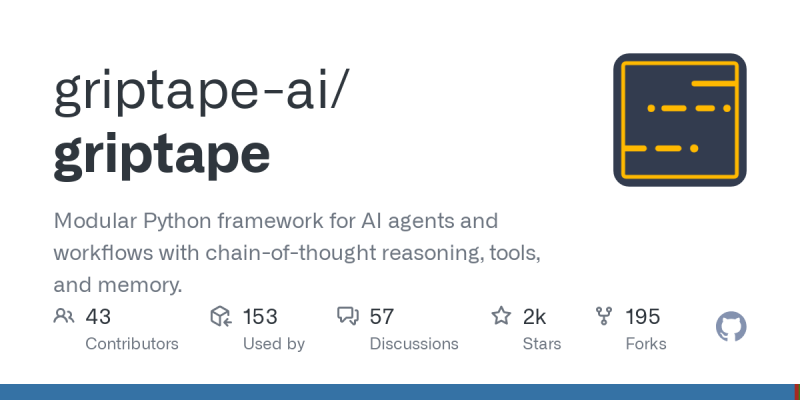 GitHub - griptape-ai/griptape: Modular Python framework for AI agents ... GitHub - griptape-ai/griptape: Modular Python framework for AI agents ...