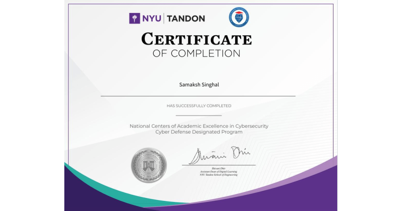 Samaksh Singhal on LinkedIn: NSA-CAE Defense • Samaksh Singhal • NYU ... Samaksh Singhal on LinkedIn: NSA-CAE Defense • Samaksh Singhal • NYU ...