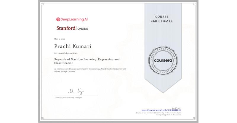 Completion Certificate for Supervised Machine Learning: Regression and ... Completion Certificate for Supervised Machine Learning: Regression and ...