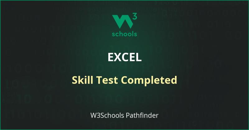 Passed Excel skill test with W3Schools Pathfinder | Nikhil Kumar Dogra ... Passed Excel skill test with W3Schools Pathfinder | Nikhil Kumar Dogra ...
